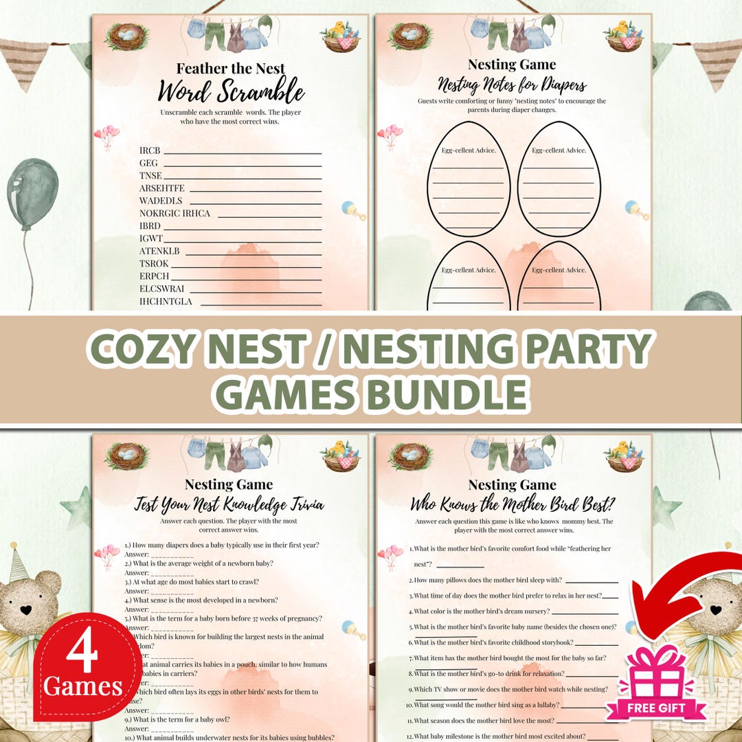 Interactive Baby Shower Game Bundle, Unique Printable Nesting Party ...