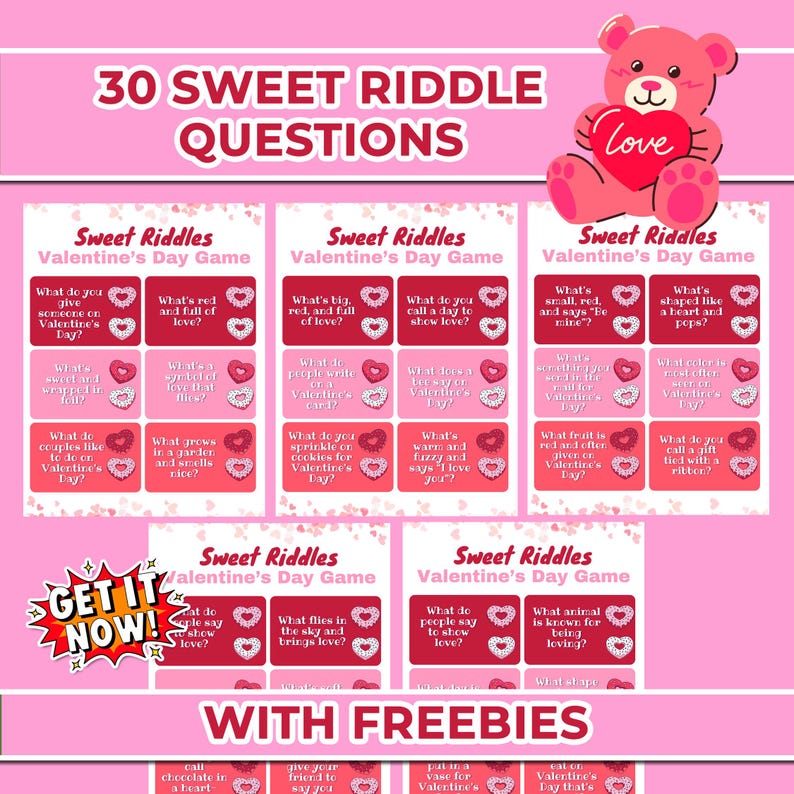 Printable Sweet Riddle Games for Valentines Day Party, Classy Couple ...
