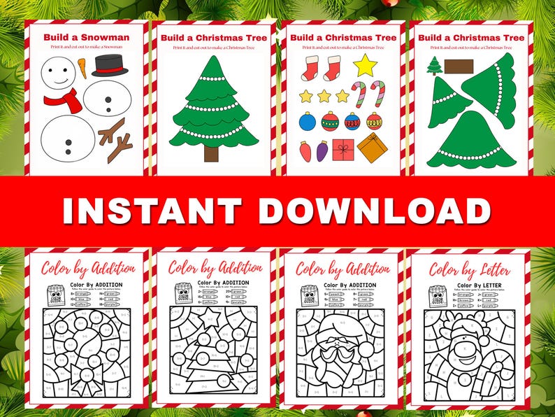 Christmas Activity Bundle: Printable Games & Coloring Pages (PDF) - Etsy