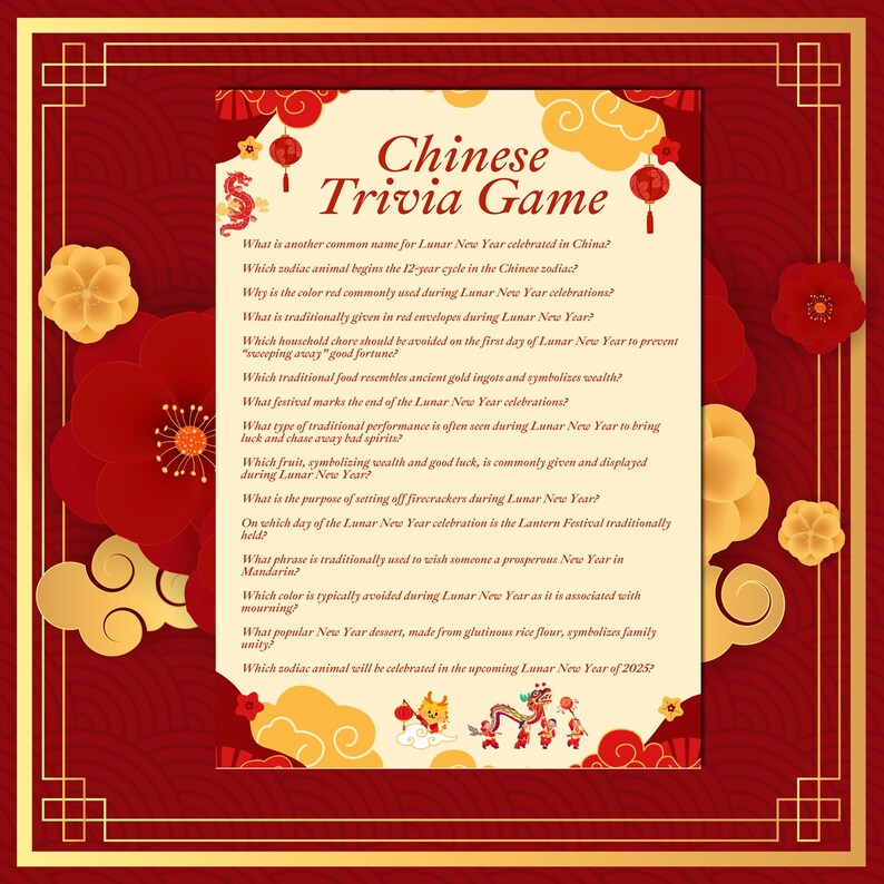 Trivia Game for Chinese Lunar Party, Lunar NYE 2025 Kids Activities ...