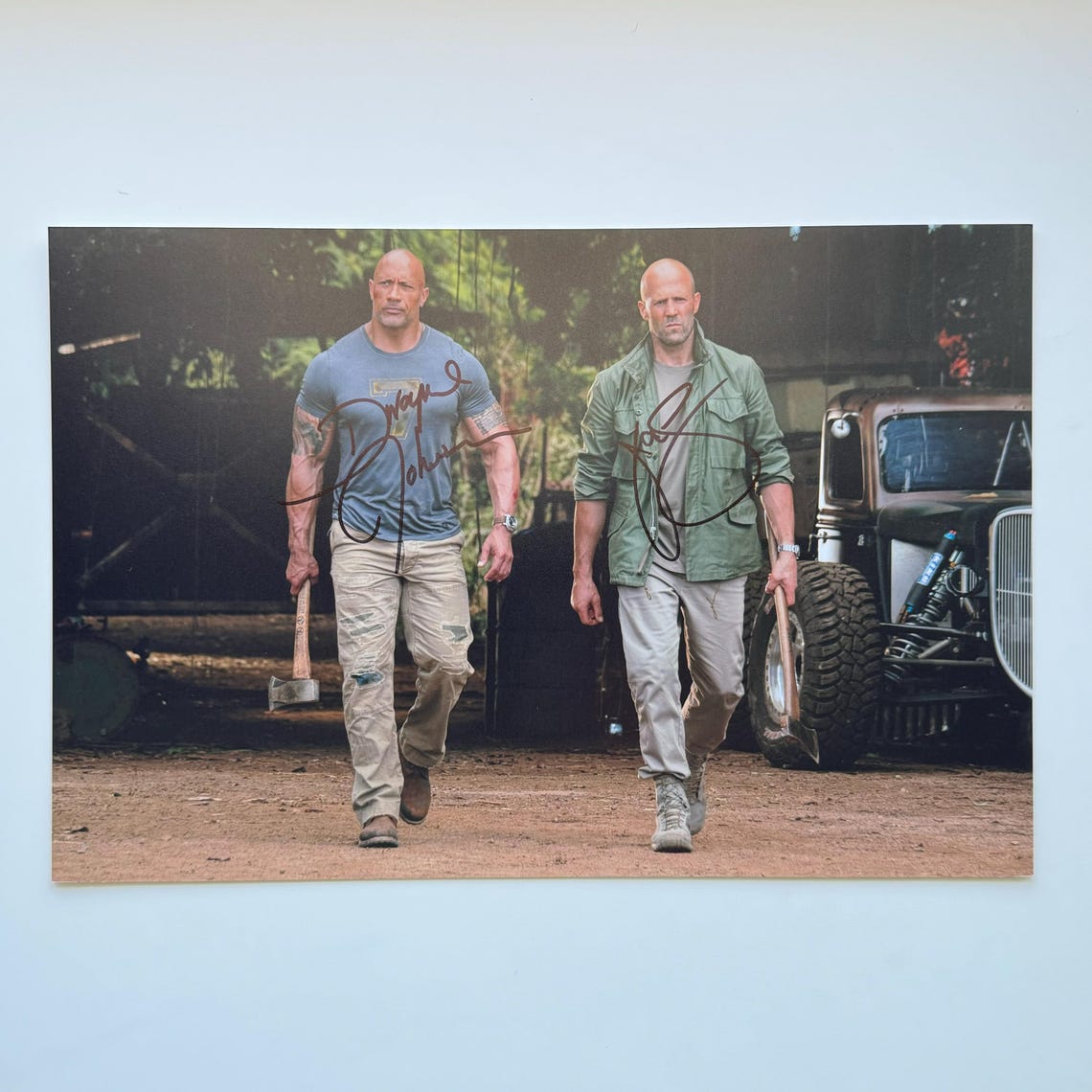 Dwayne Johnson and Jason Statham Hand-signed Autographed 20x30cm Photo ...