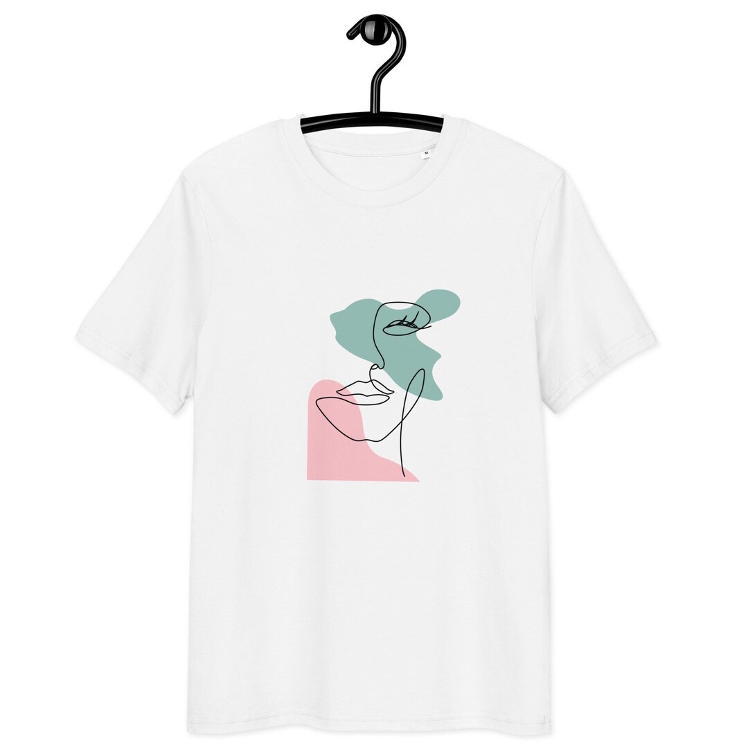 One Line Drawing Art T-shirt, Women's T-shirt, Organic Cotton T-shirt ...