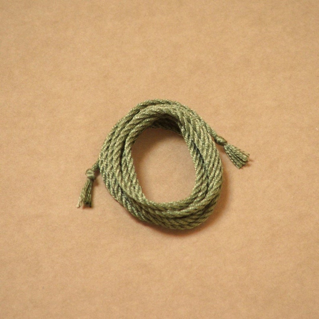 Sage Green Pure Silk Cord a Pack of 2, Totally Handmade, 1mm Wide Cords ...