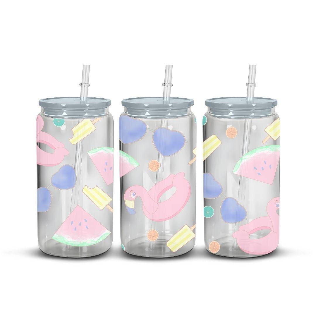 Flamingo Float Summer Pool Party Glass Can Wrap | Digital Download - Etsy