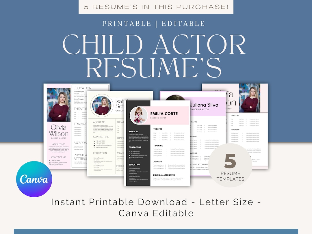 Kid Actor Resume Templates, Best Resume Template With Photo, Digital ...