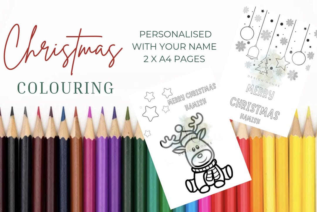 Personalised Christmas Colouring In - Etsy