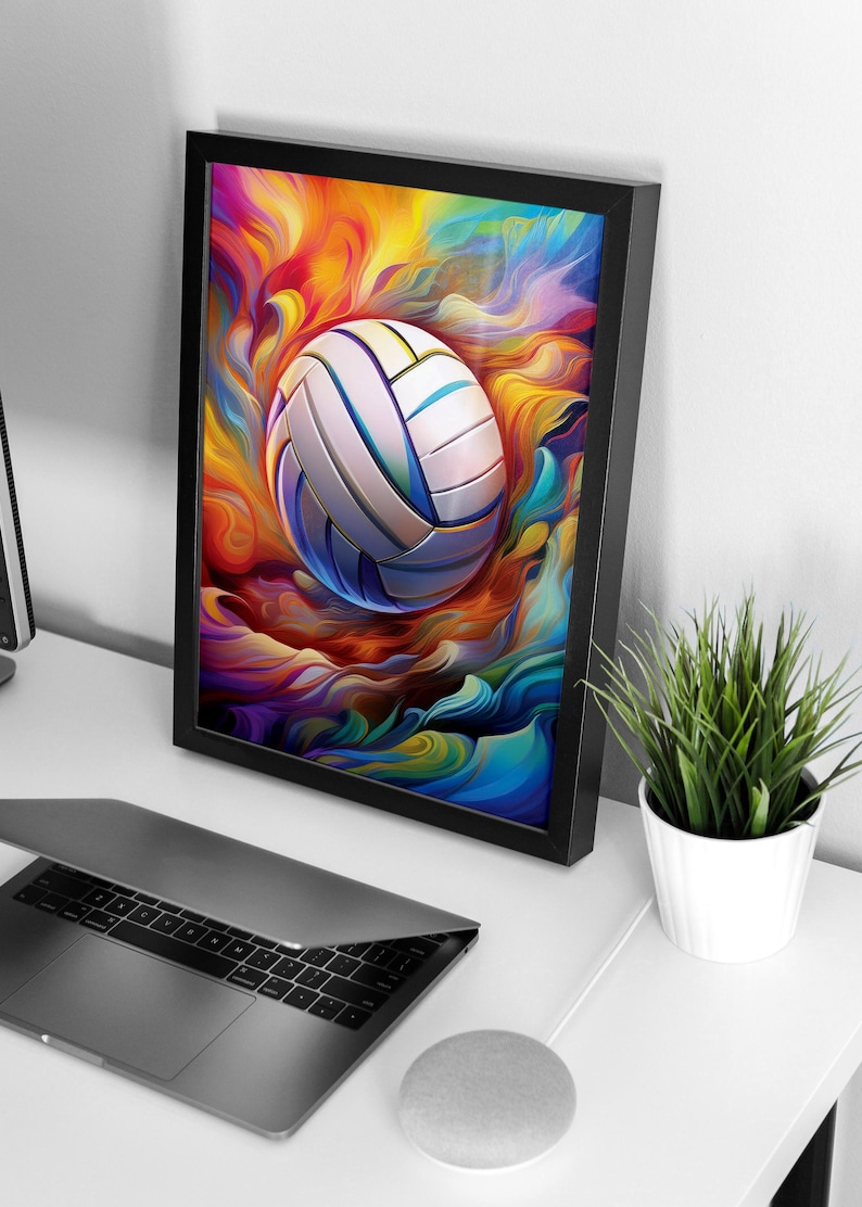 Volleyball Vibrant Coloured Abstract Art Volleyball Print Sport Poster ...