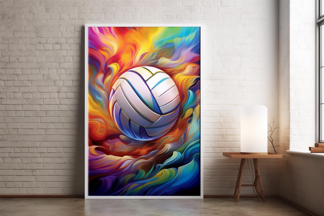 Volleyball Vibrant Coloured Abstract Art Volleyball Print Sport Poster ...
