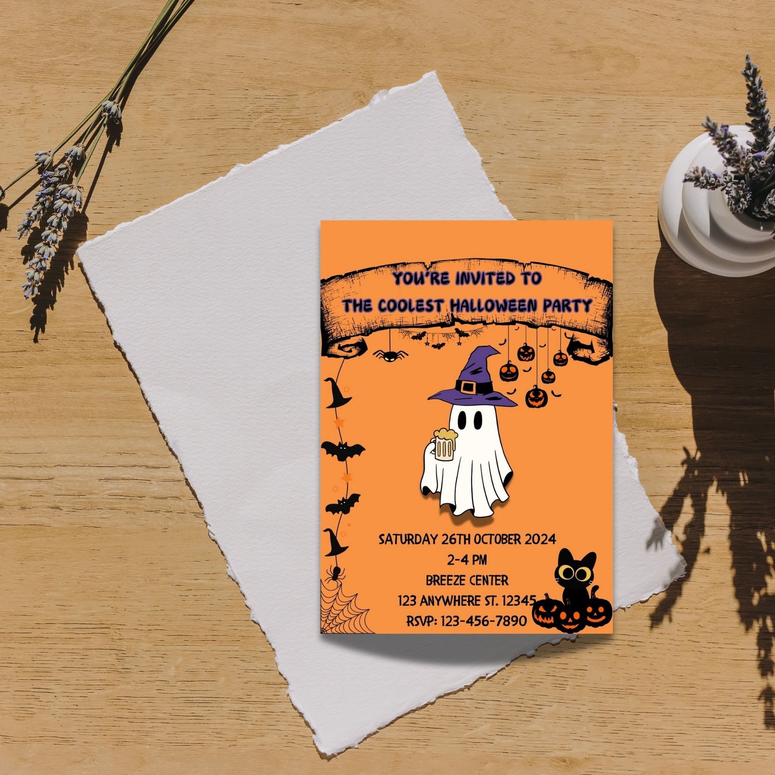 Editable Halloween Party Invitation, Halloween Birthday Invitation ...