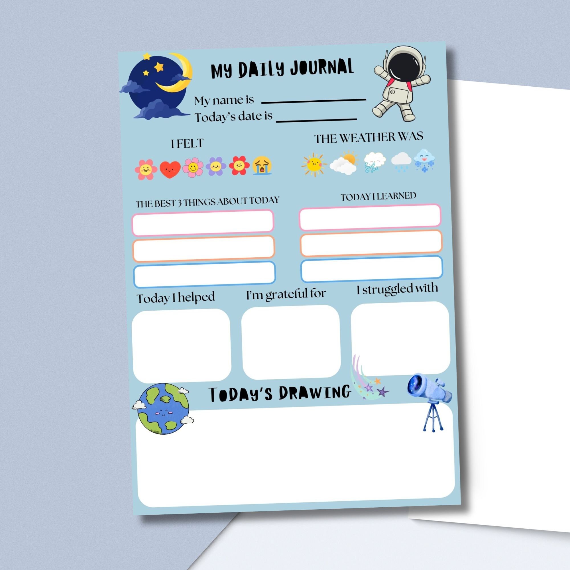 Colorful Printable Kids Daily Journal, Fun & Interactive Way to Track ...