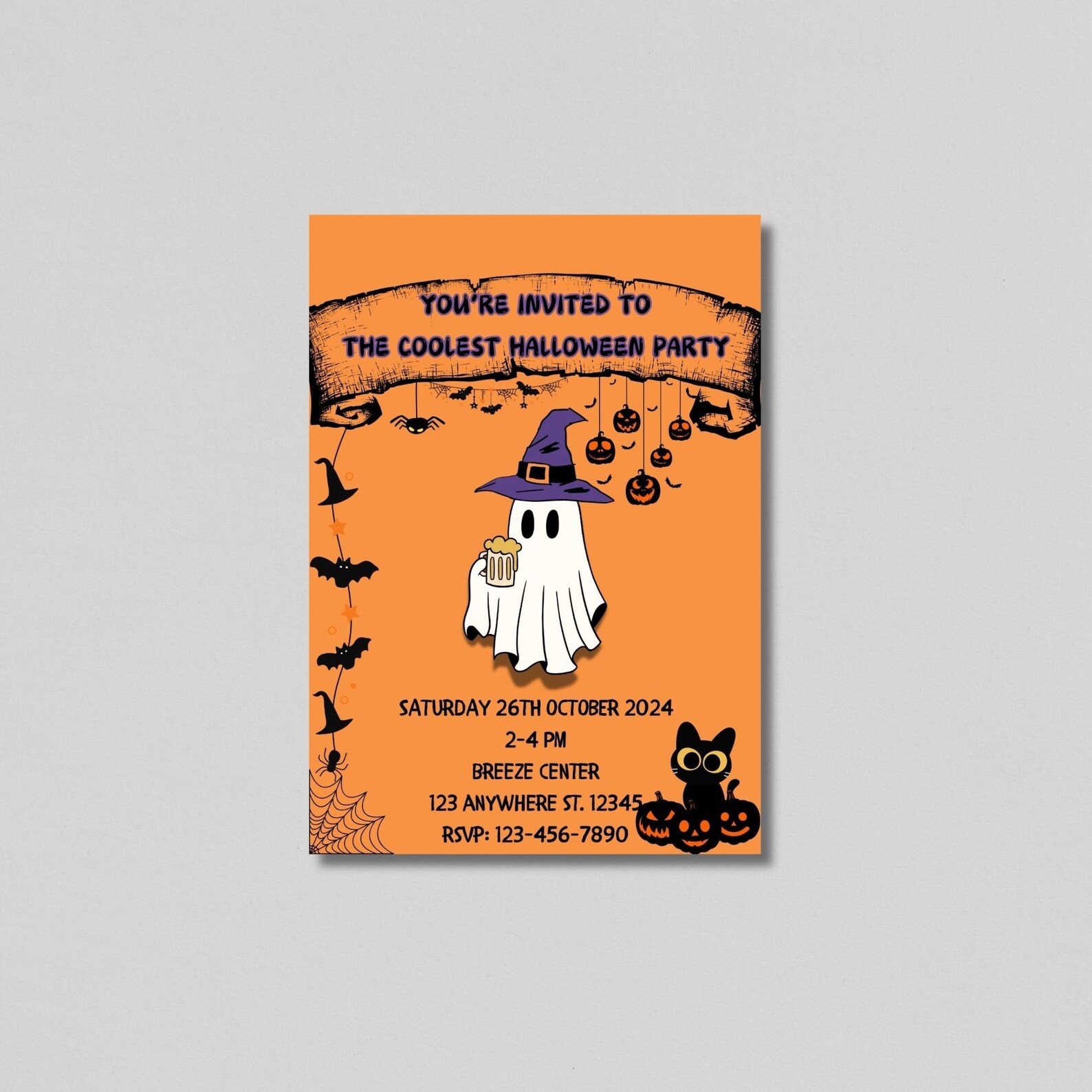Editable Halloween Party Invitation, Halloween Birthday Invitation ...