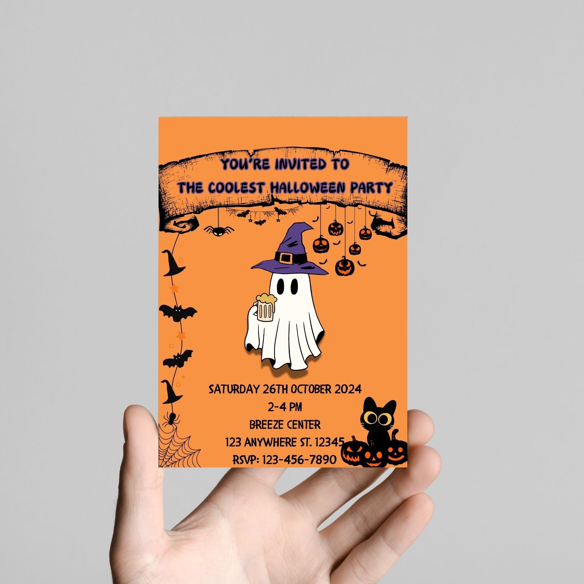 Editable Halloween Party Invitation, Halloween Birthday Invitation ...