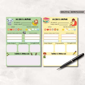 Colorful Printable Kids Daily Journal, Fun & Interactive Way to Track ...