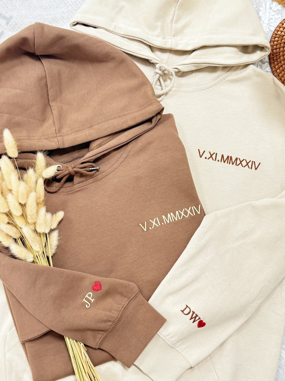 Custom Embroidered Roman Numeral Hoodie | Matching Initial Hoodies ...