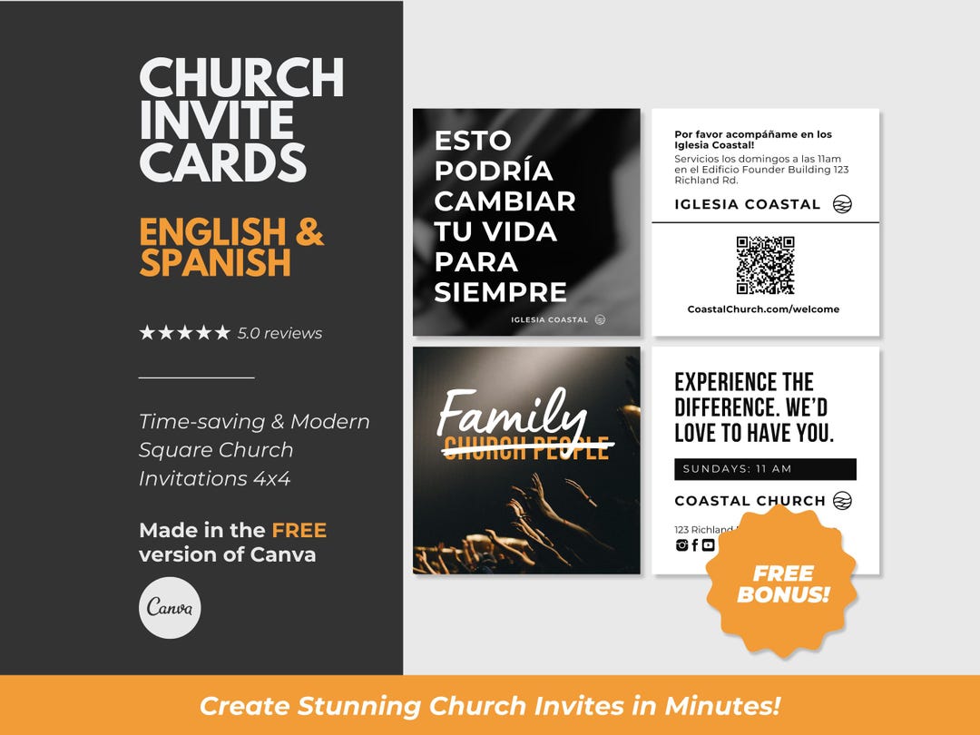 English & Spanish Church Flyer Template Square Church Templates Church ...
