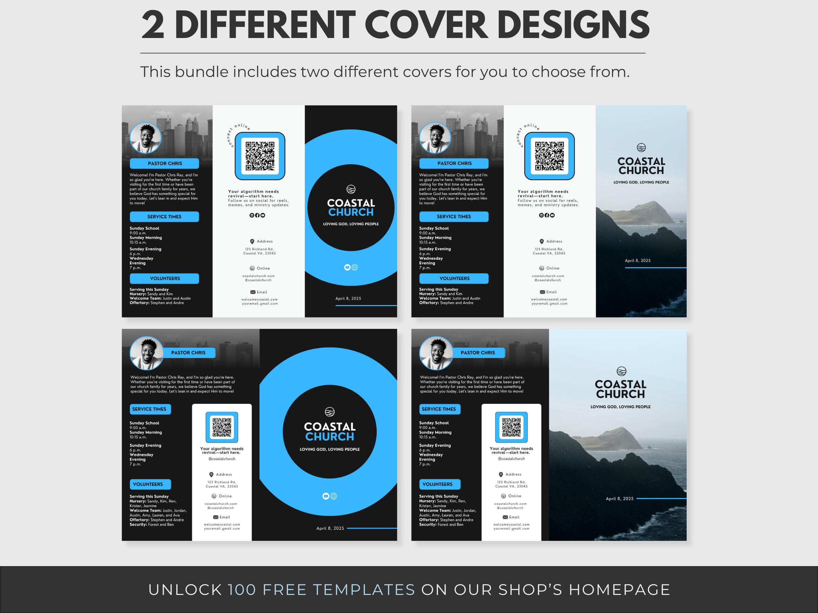 Modern Church Bulletin Bundle Canva Church Templates Editable Church ...