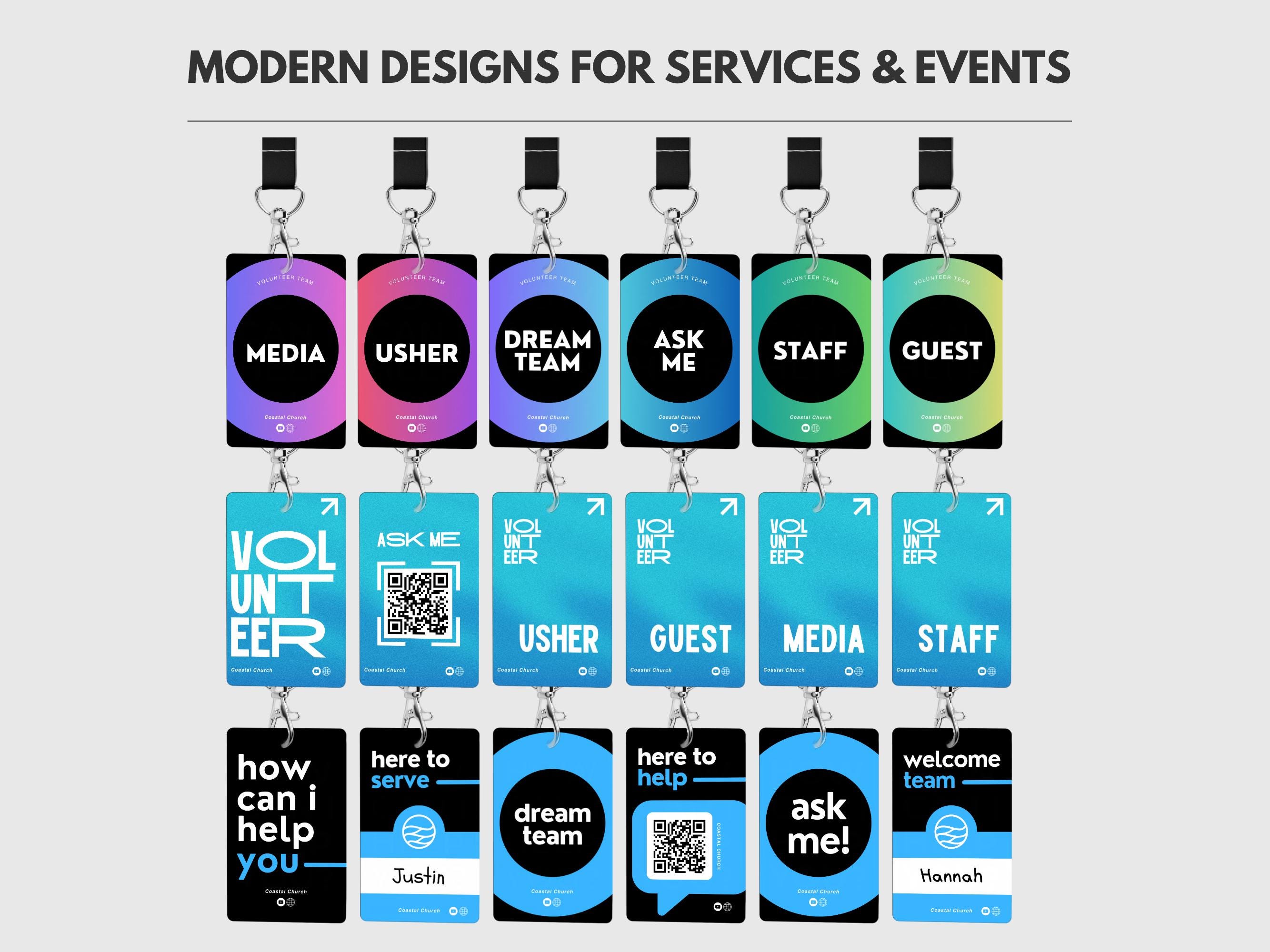 Church Volunteer ID Template in Canva, Lanyard Badge Template for ...