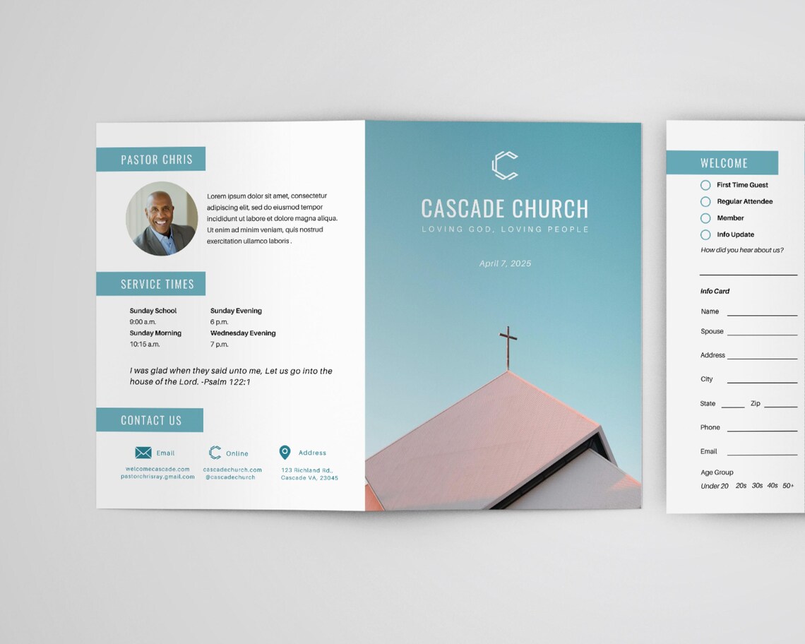 Modern Church Bulletin Template Canva Church Editable Church Bulletin ...
