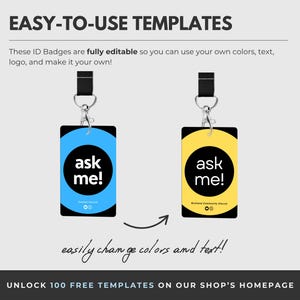 Church Volunteer ID Template in Canva, Lanyard Badge Template for ...