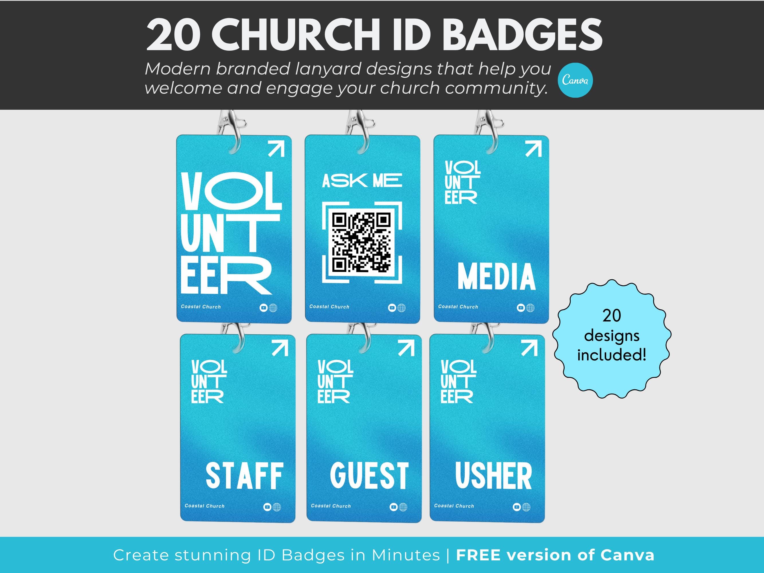Church Staff Badge Templates, Lanyard Badge Template for Churches ...