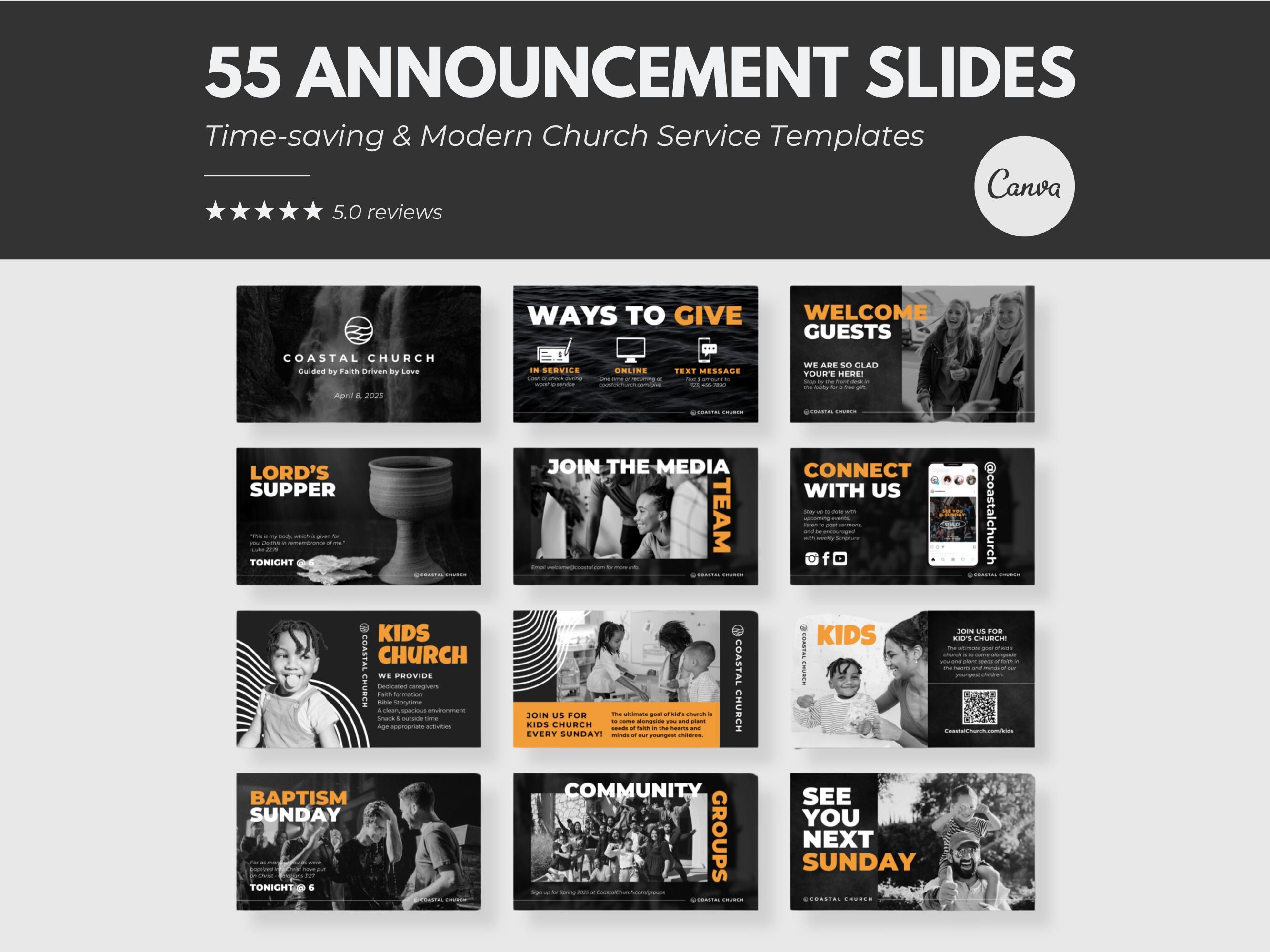 Church Announcements Slides Church Pre-service Slides Bundle Church Livestream Church Slides ...