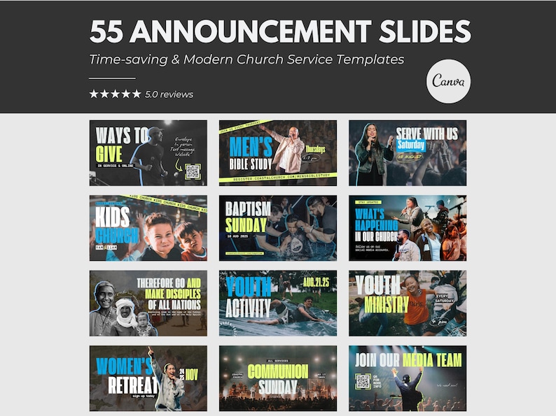 Church Announcements Slides Church Pre-service Slides Bundle Church ...