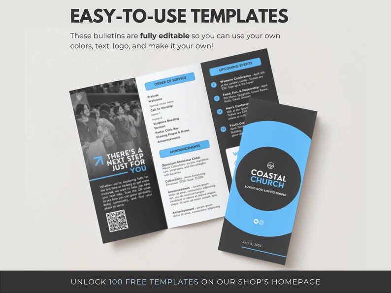 Modern Church Bulletin Bundle Canva Church Templates Editable Church ...