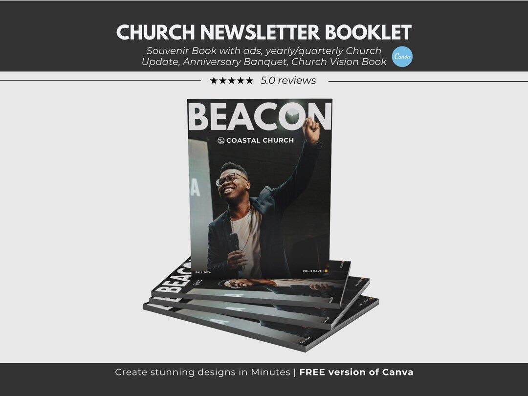 26 Page Church Newsletter Booklet for Canva, Church Newsletter Sheets ...