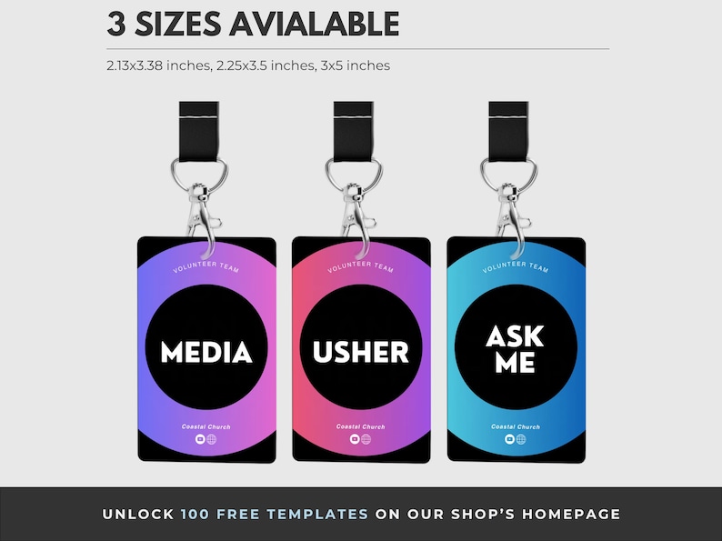 Church Volunteer ID Template in Canva, Lanyard Badge Template for ...
