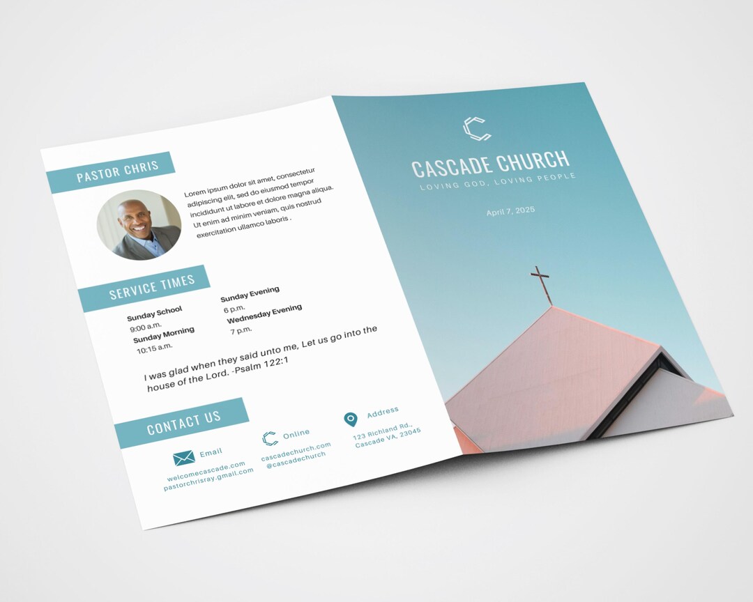 Modern Church Bulletin Template Canva Church Editable Church Bulletin ...
