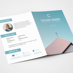 Modern Church Bulletin Template Canva Church Editable Church Bulletin ...