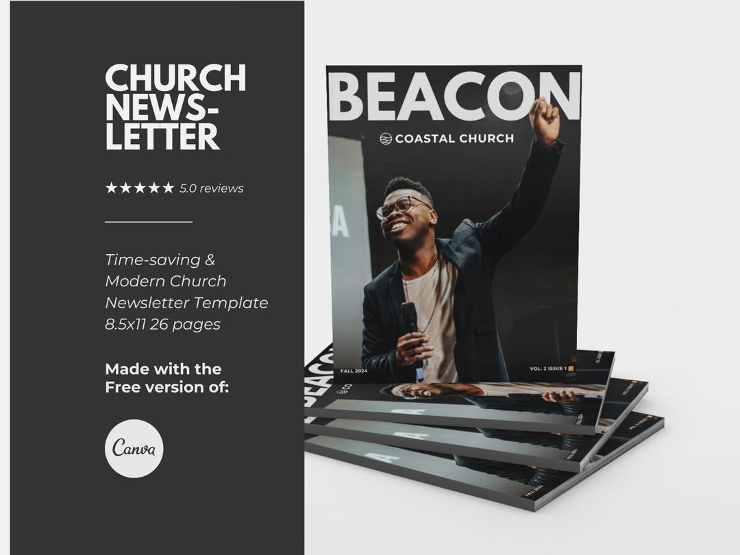 26 Page Church Newsletter Booklet for Canva, Church Newsletter Sheets ...