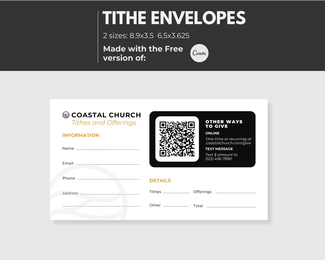 Tithe Envelope Template for Church Canva Template Church Templates ...