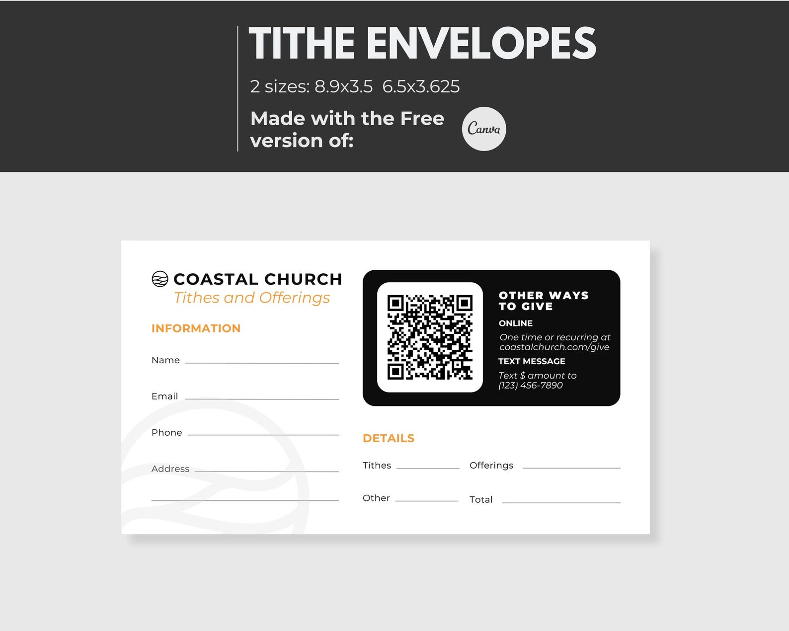 Tithe Envelope Template for Church Canva Template Church Templates ...