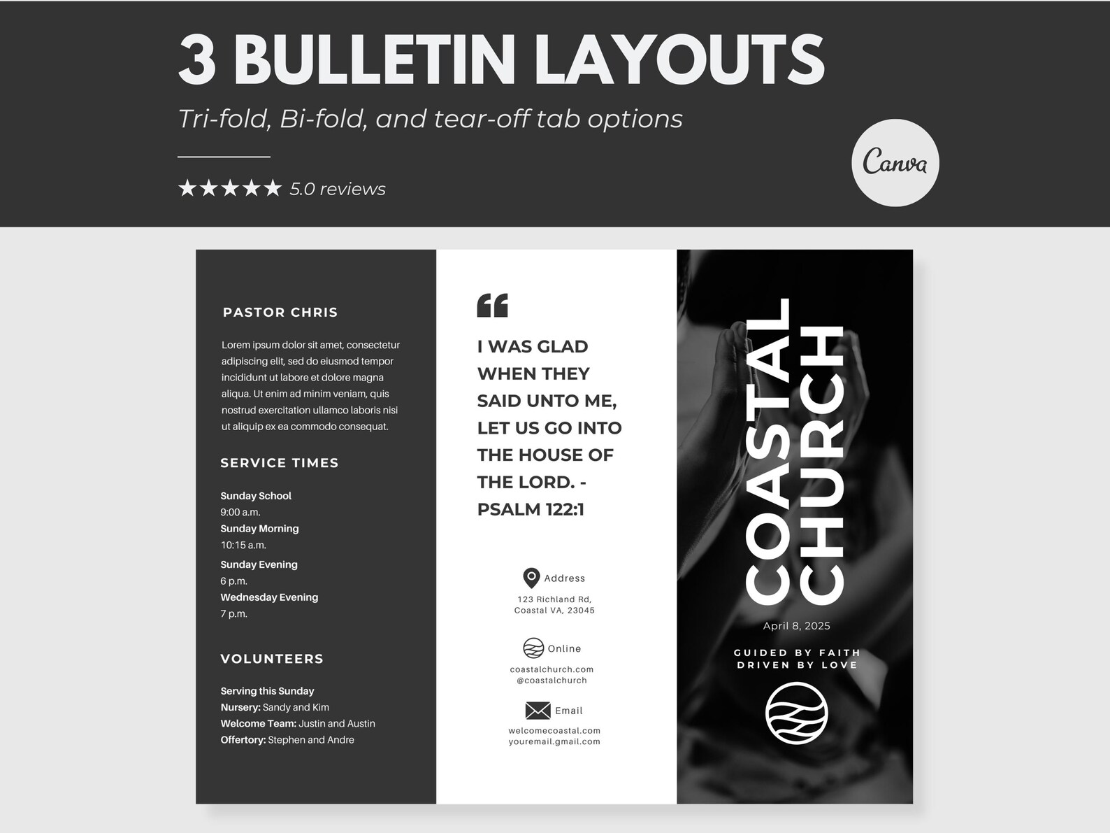 Church Bulletin Template Canva Church Template Editable Church Bulletin ...