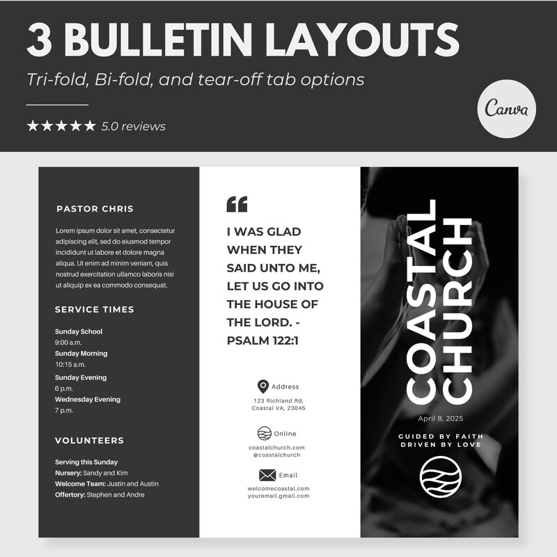 Church Bulletin Template - Etsy