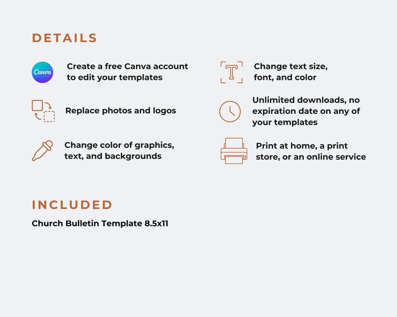 Modern Church Bulletin Template Canva Church Editable Church Bulletin ...