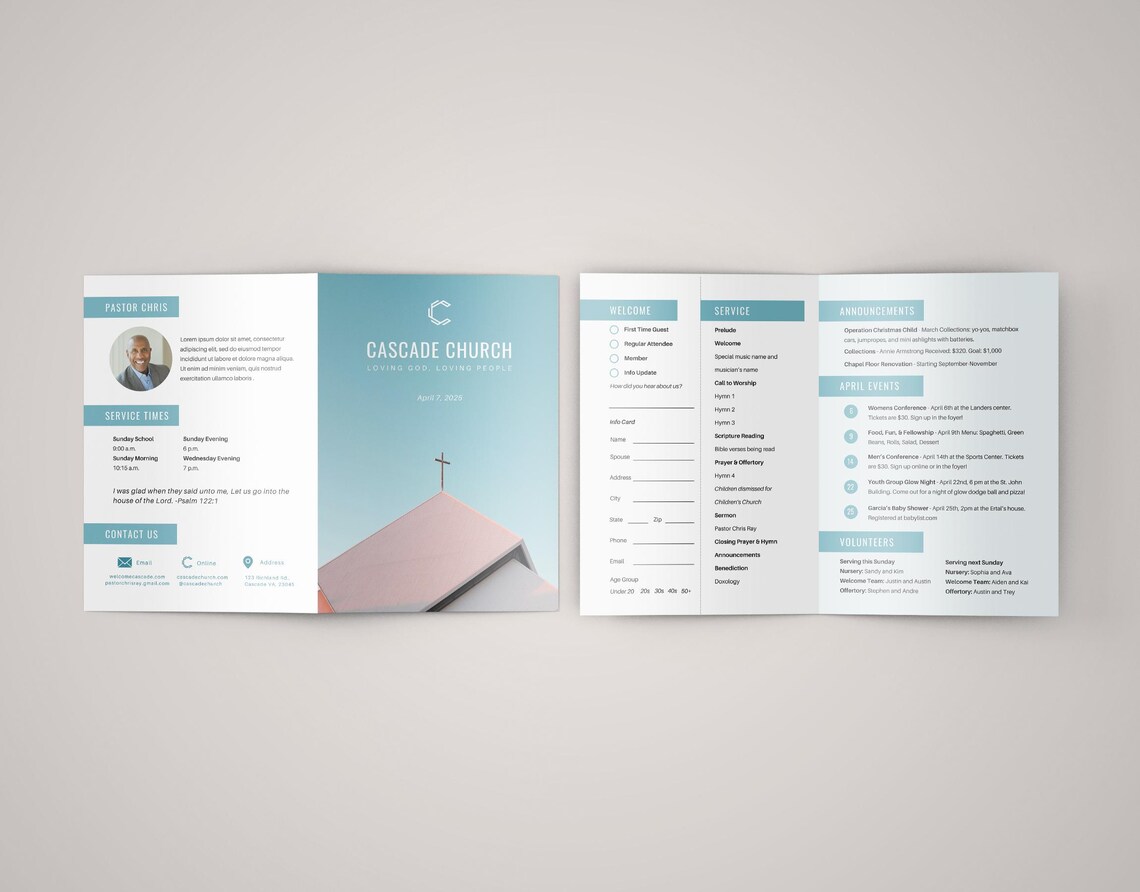 Modern Church Bulletin Template Canva Church Editable Church Bulletin ...