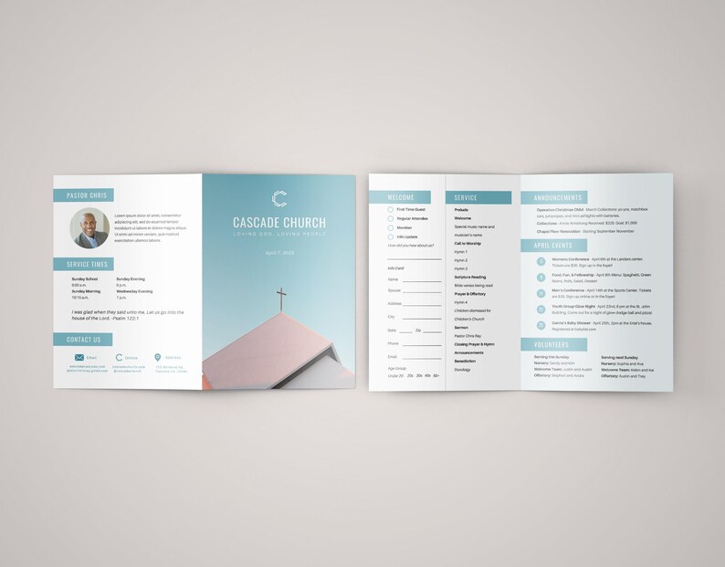 Modern Church Bulletin Template Canva Church Editable Church Bulletin ...