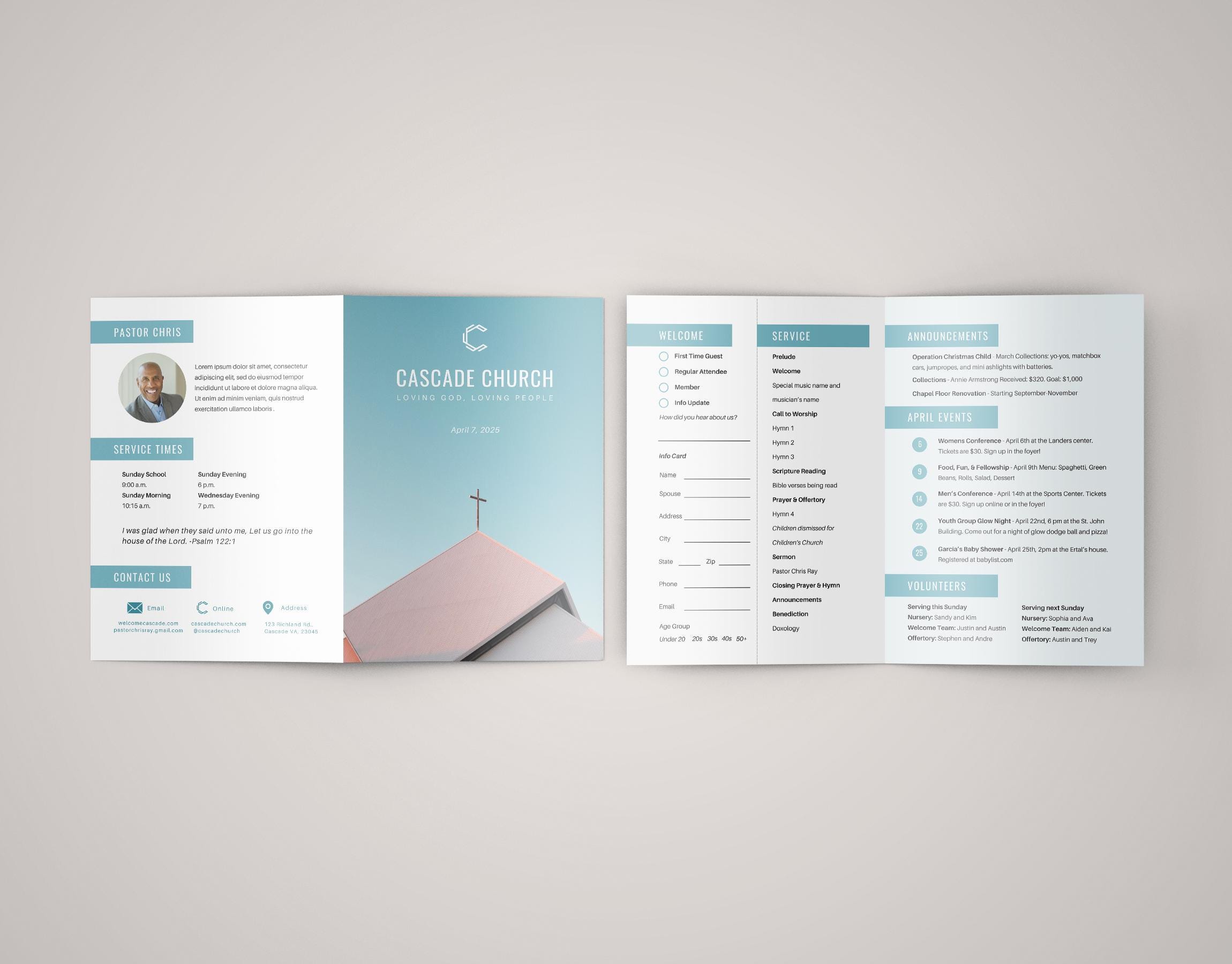 Modern Church Bulletin Template Canva Church Editable Church Bulletin ...