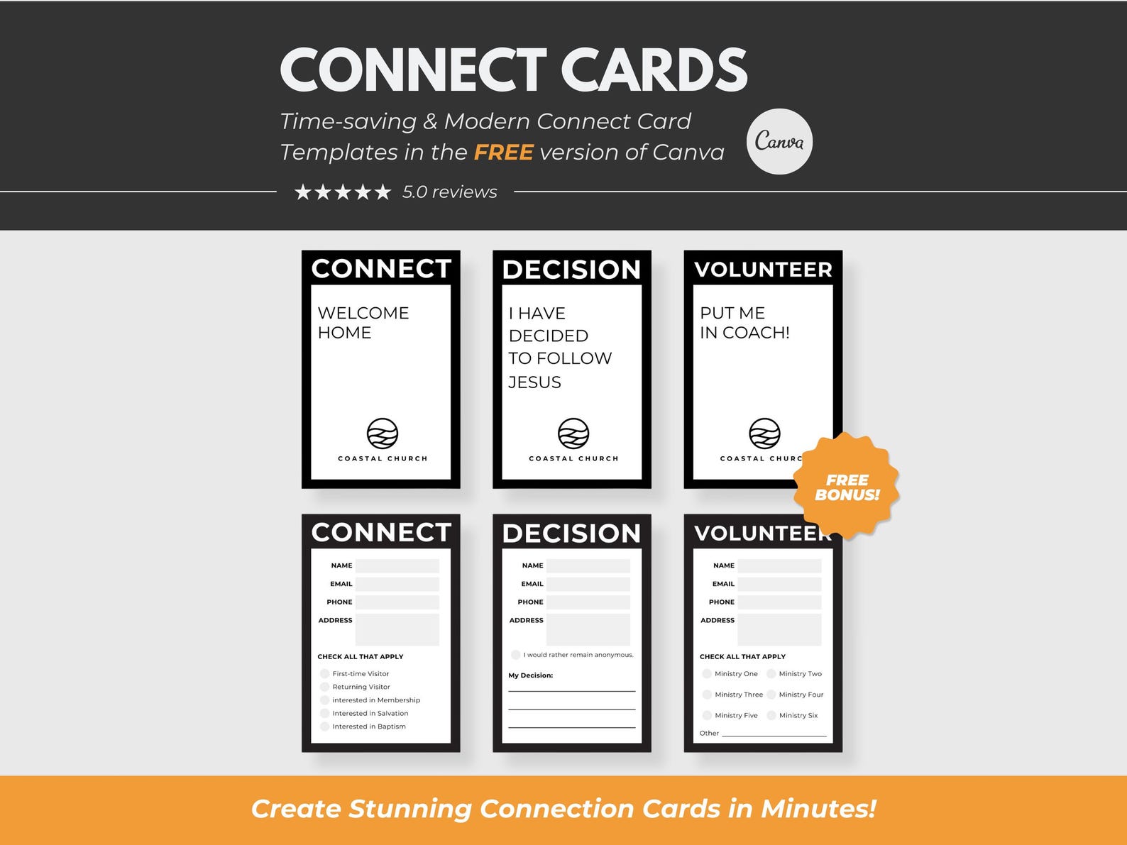 Church Connection Card Template Church Connection Card Set Church Canva ...