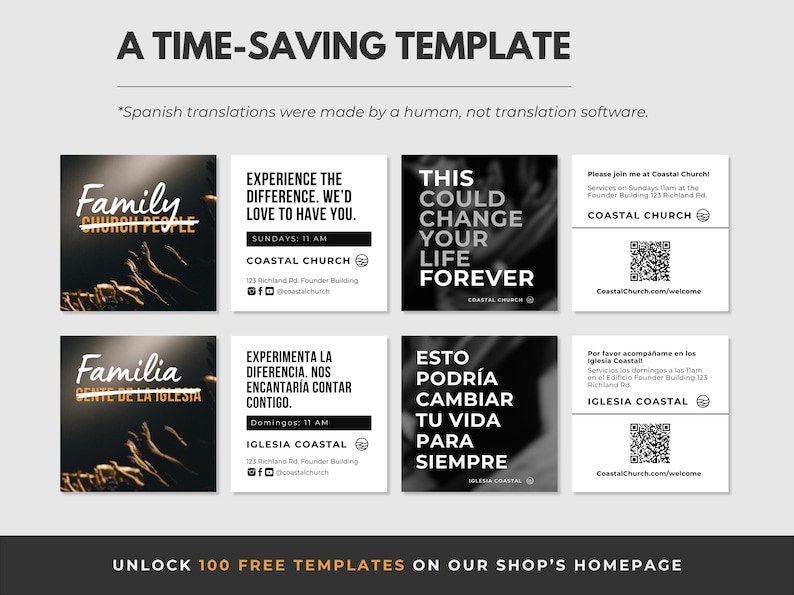English & Spanish Church Flyer Template Square Church Templates Church ...
