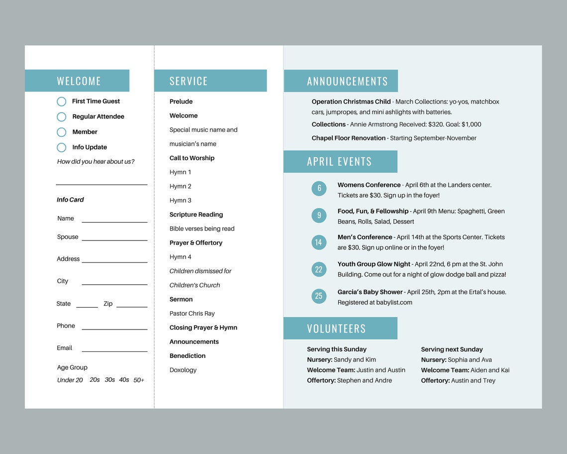 Church Template Bundle Church Bulletin Church Welcome Sign Church ...