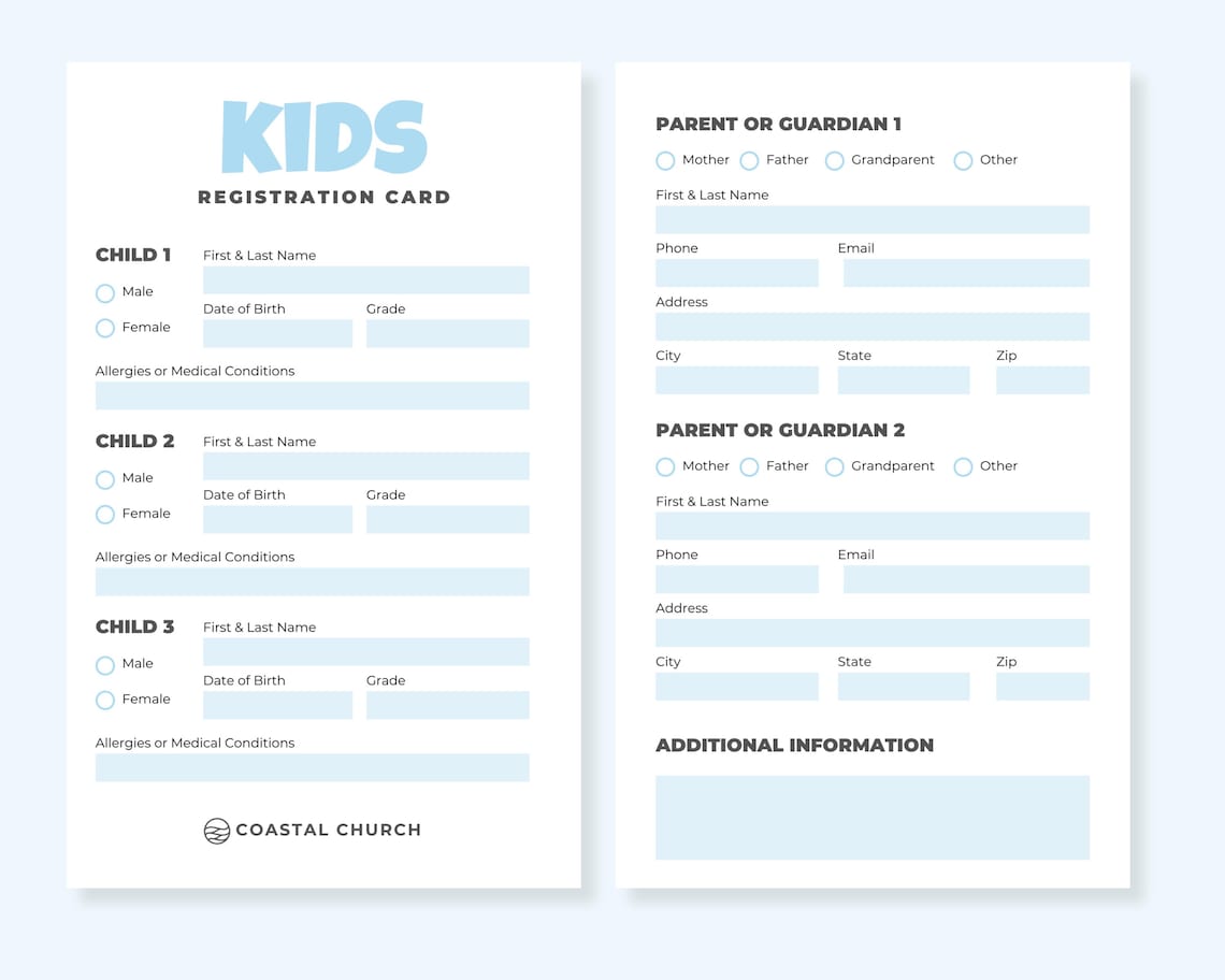 VBS Kids Ministry Registration Card Kids Flyer Ministry Sign Kids ...