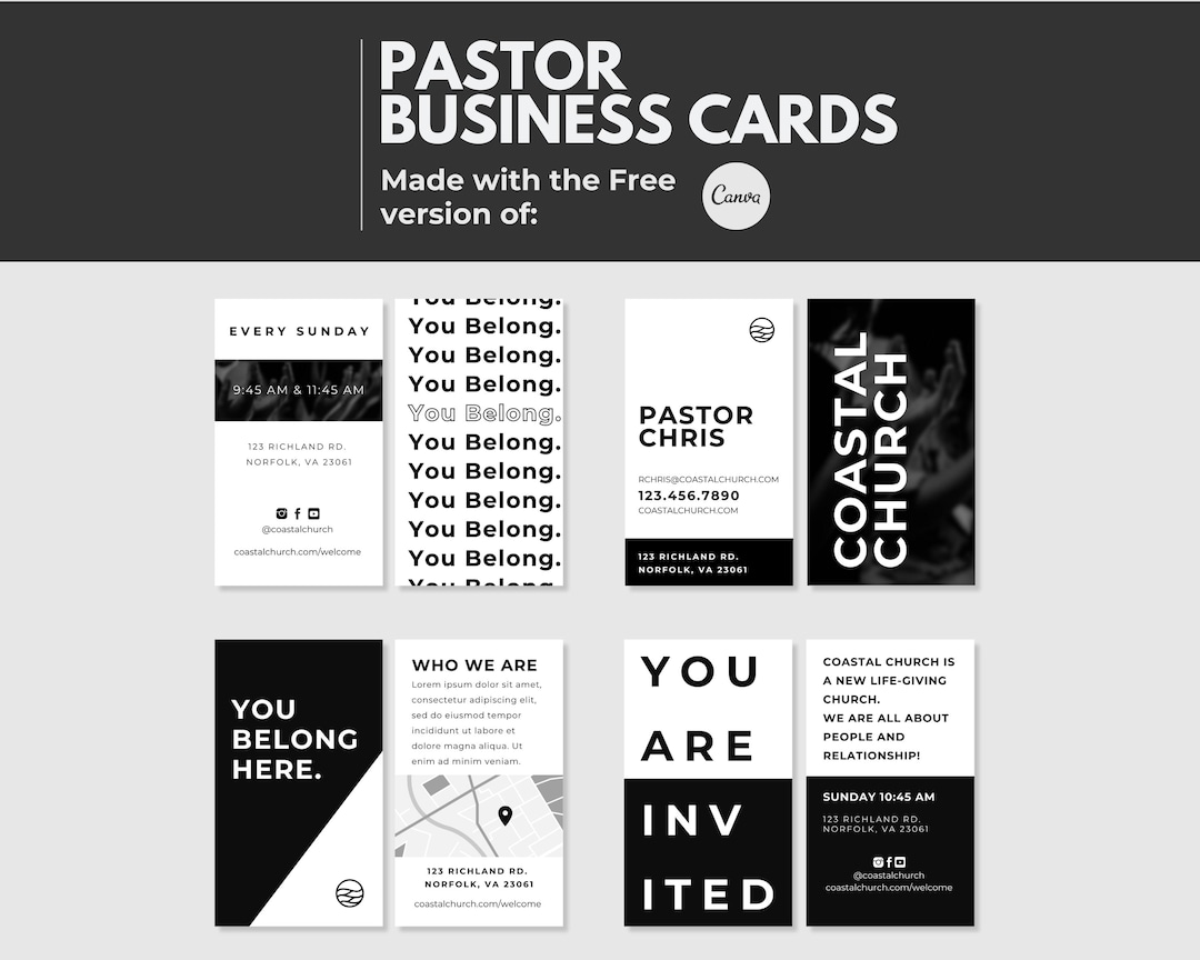 Pastor Business Cards Church Business Card Template Church Planting ...