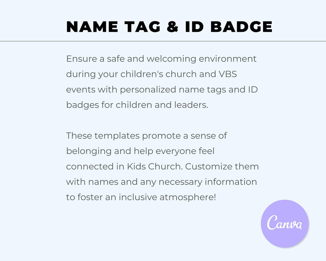 VBS Kids Ministry ID Badge Kids Name Tag Kids Ministry Stickers Kids ...