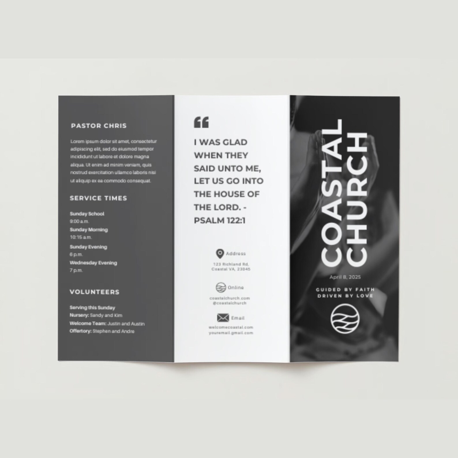 Church Bulletin Template Canva Church Template Editable Church Bulletin ...