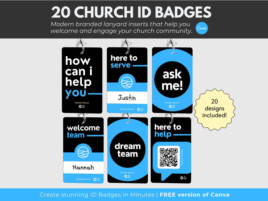 Lanyard Badge Template for Churches, Modern Church ID Badge Templates ...