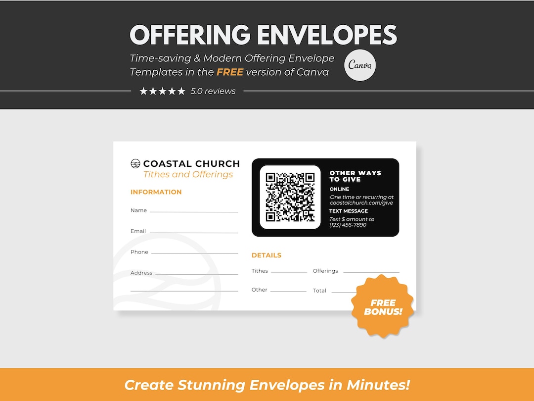 Tithe Envelope Template for Church Canva Template Church Templates ...
