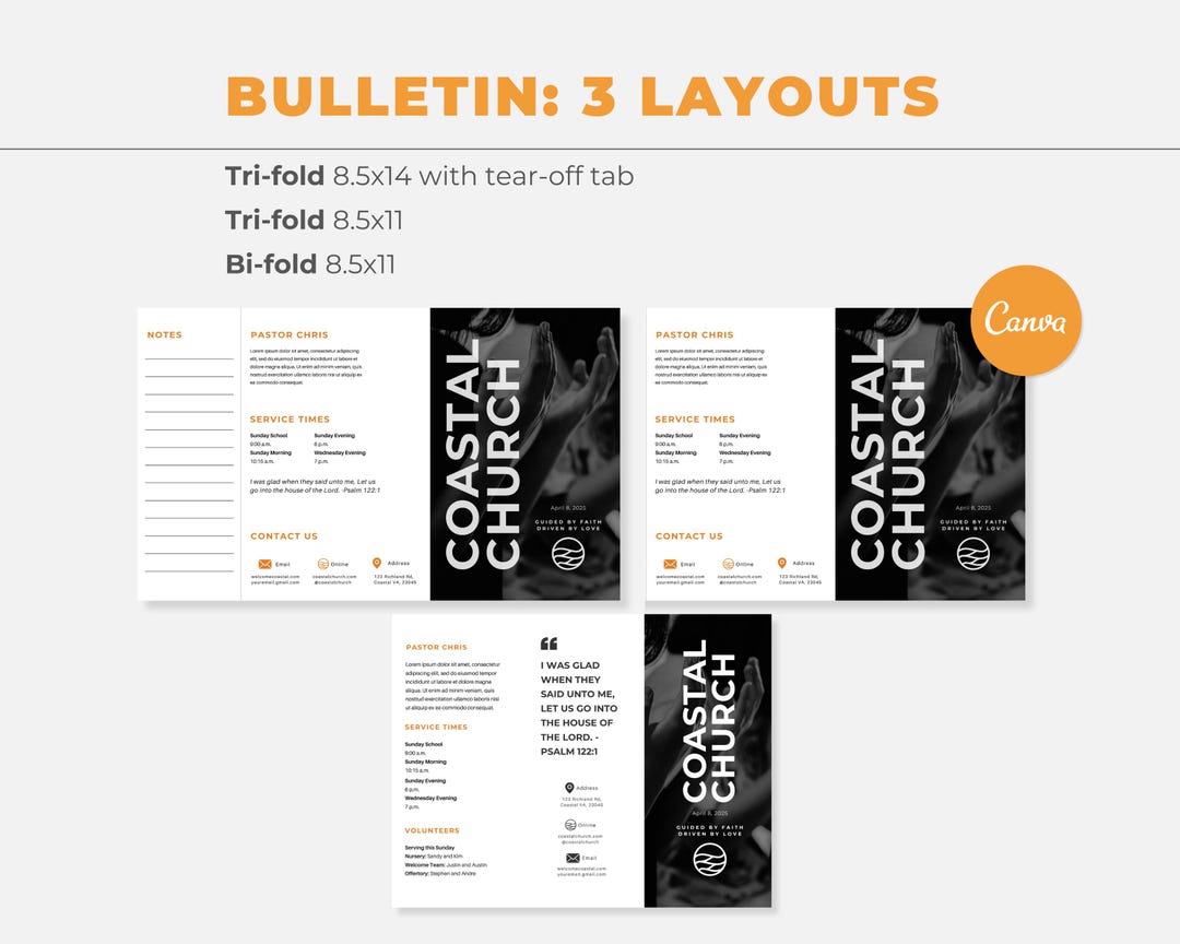 Church Bulletin Template Canva Church Template Editable Church Bulletin ...